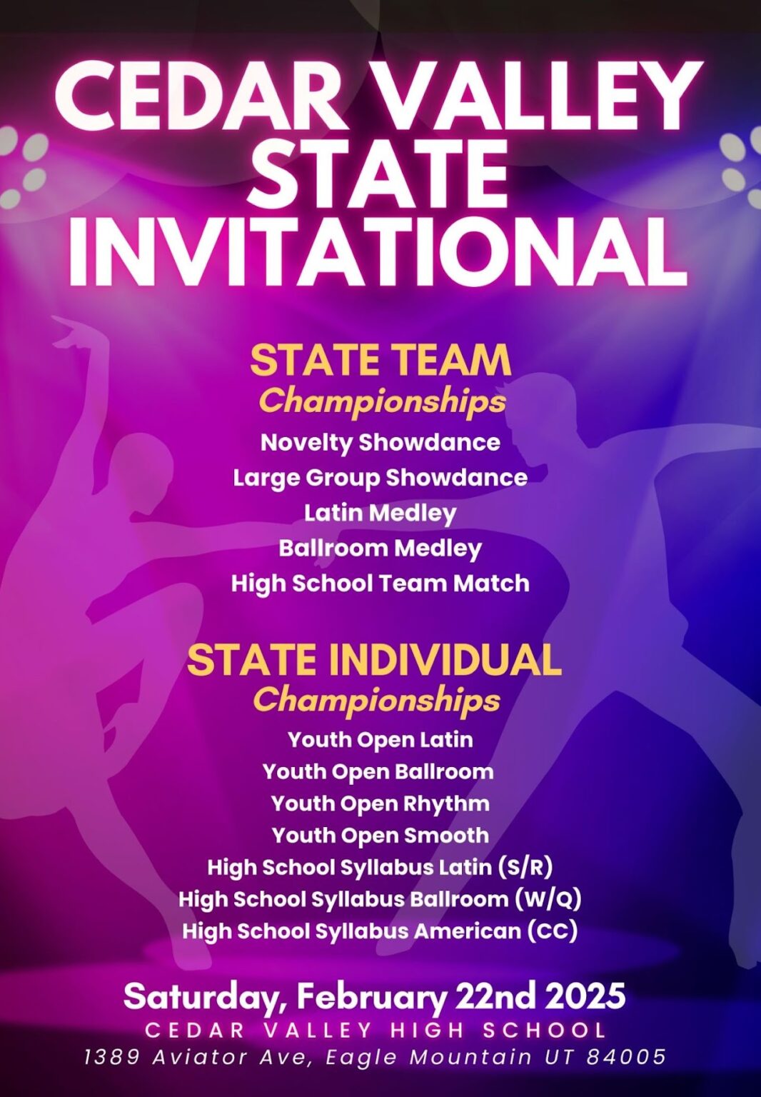 Cedar Valley State Invitational 2025 Poster - Utah Ballroom Utah Ballroom